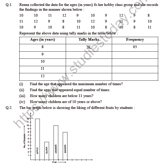 Data Handling Worksheet For Grade 5